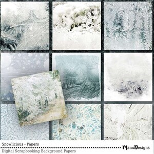 Digital Winter Scrapbook Papers - Snowlicious, Printable Papers, Winter ...