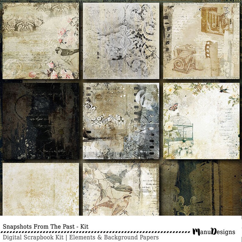 Vintage Digital Scrapbook Kit Vintage Style Digital Papers | Etsy