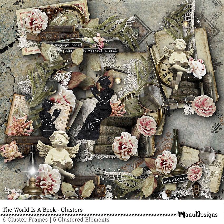 Digital Scrapbook Clusters Vintage Digital Frame Clusters | Etsy