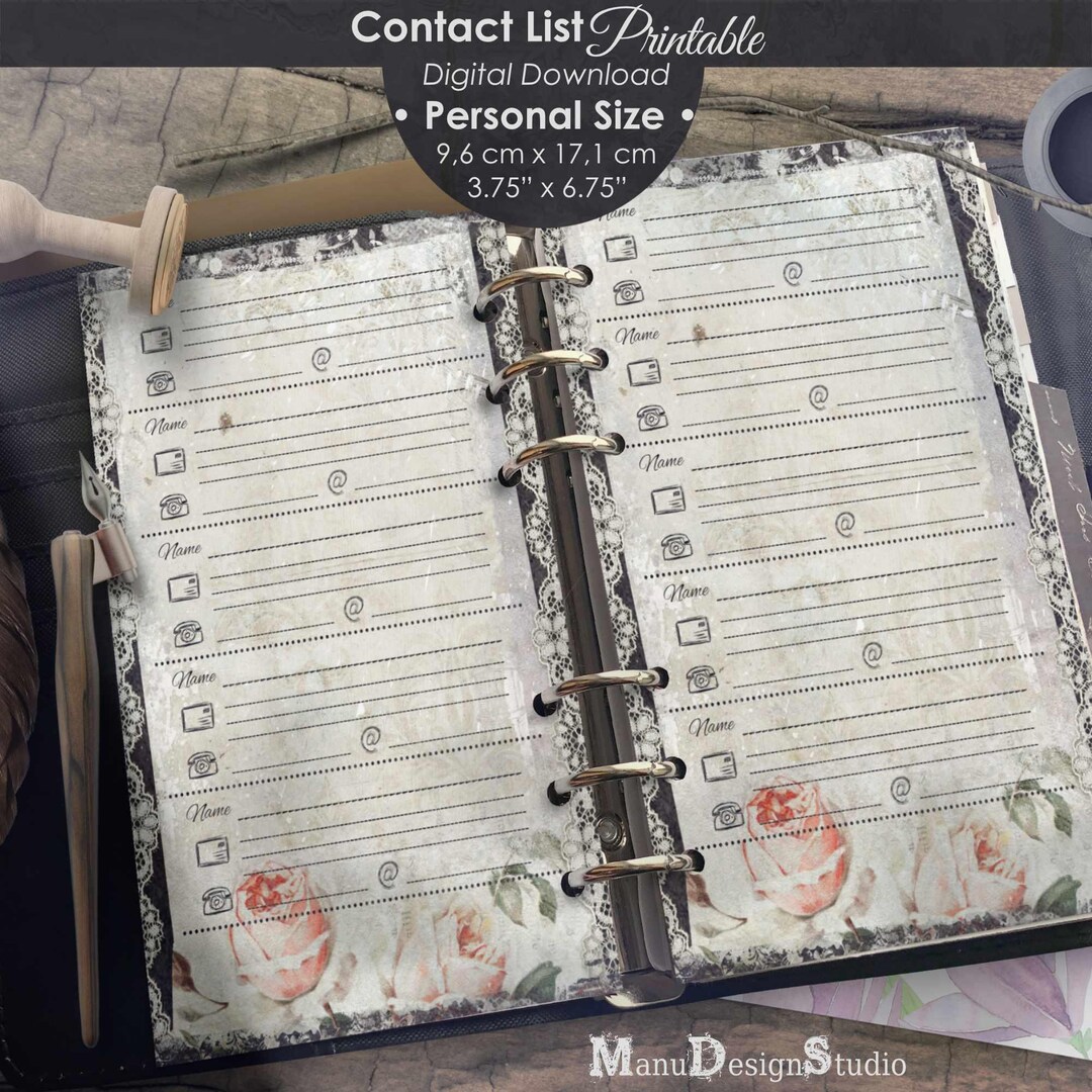 Address Book Printable Personal Size PDF+JPG - Etsy