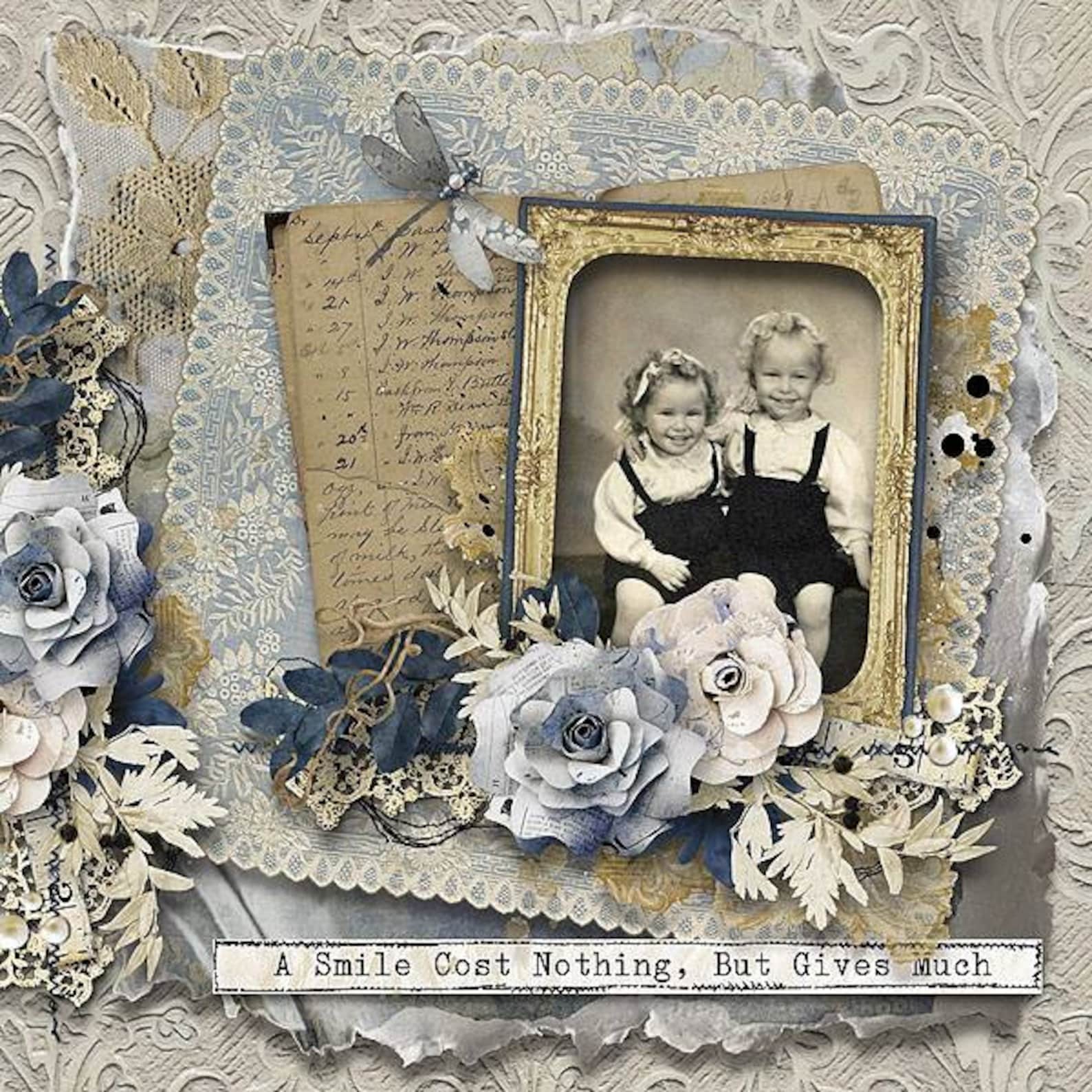 Digital Scrapbook Elements, Blue Velvet - Etsy