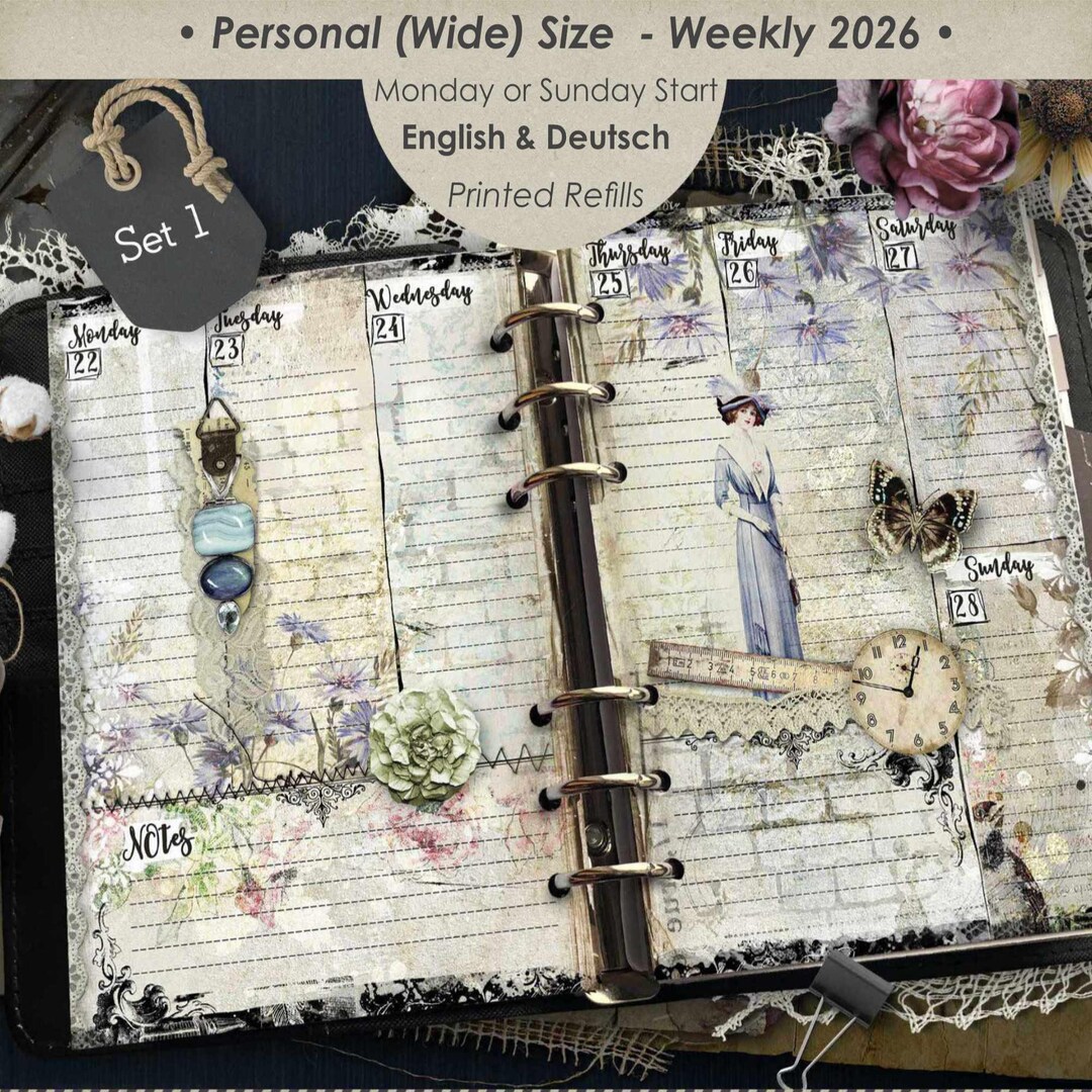 2026 Weekly Planner Refill Personal (wide) Size, Set No. 1 - Etsy
