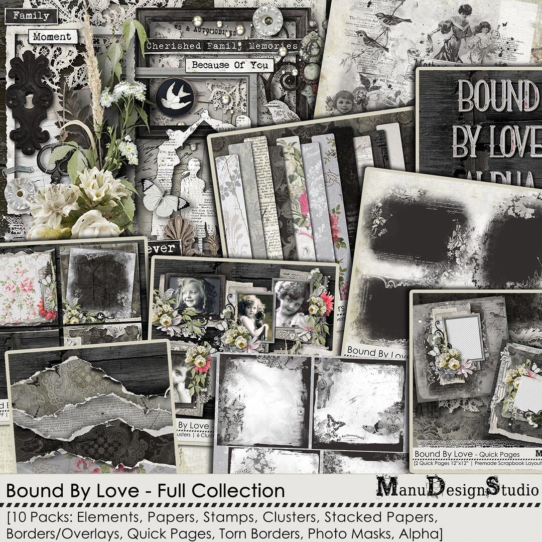 Bundle of 10 - Vintage Digital Scrapbook Collection - 10 Individual ...
