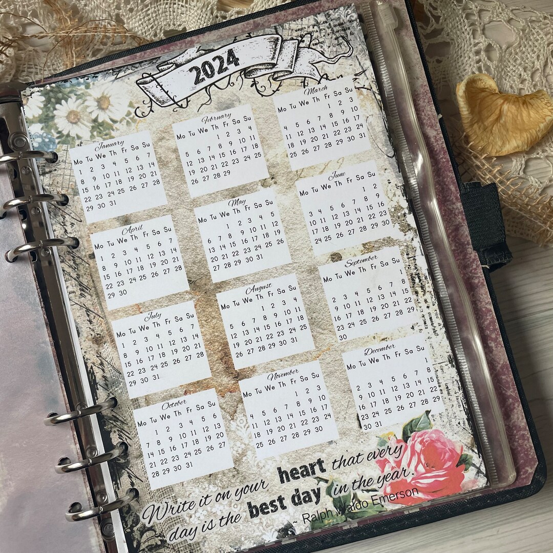 Year at A Glance Planner Dashboard Refill Page 2024, 2025, 2026 - Etsy