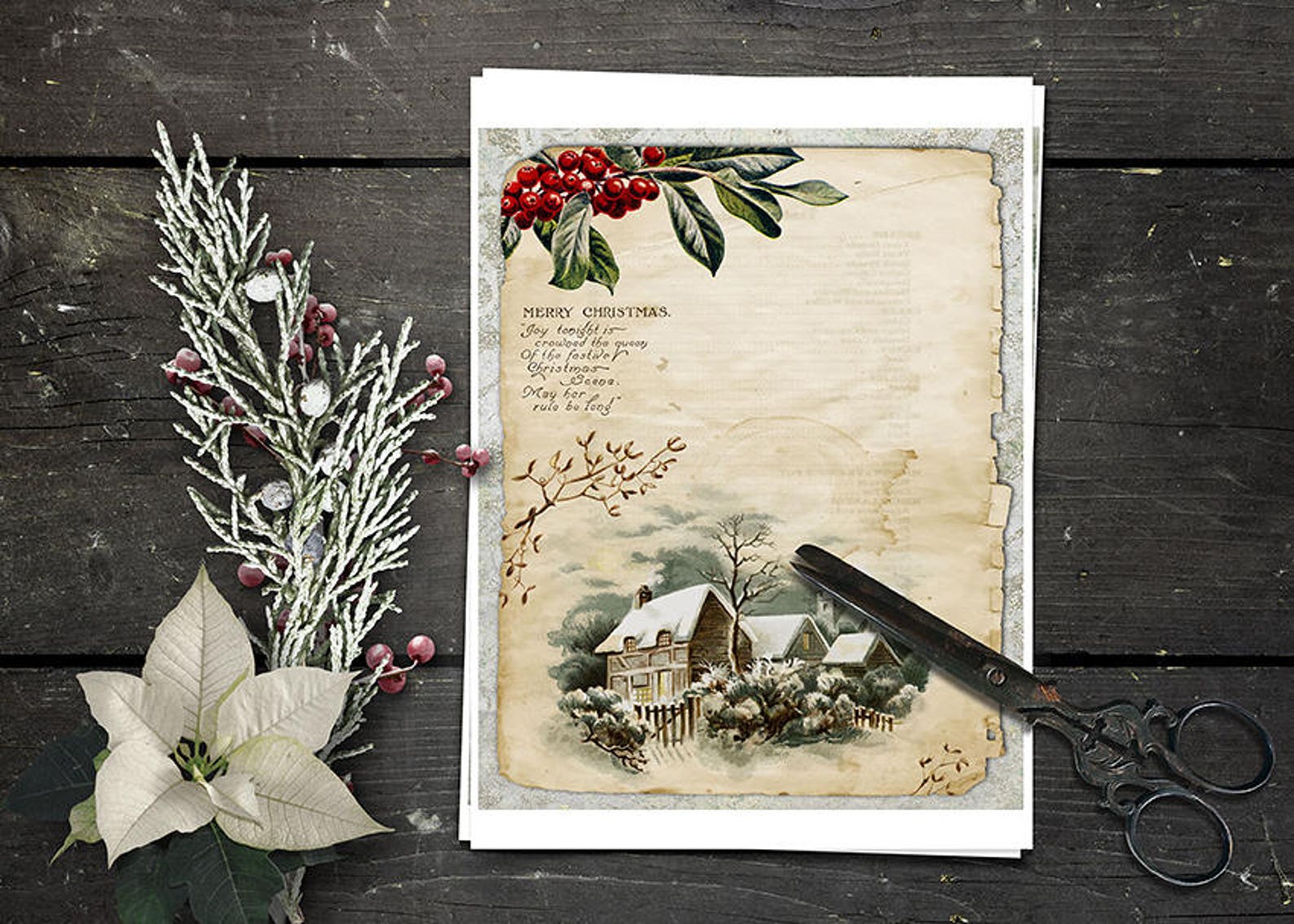 Printable Papers 8x10 Vintage Christmas Printables Christmas | Etsy