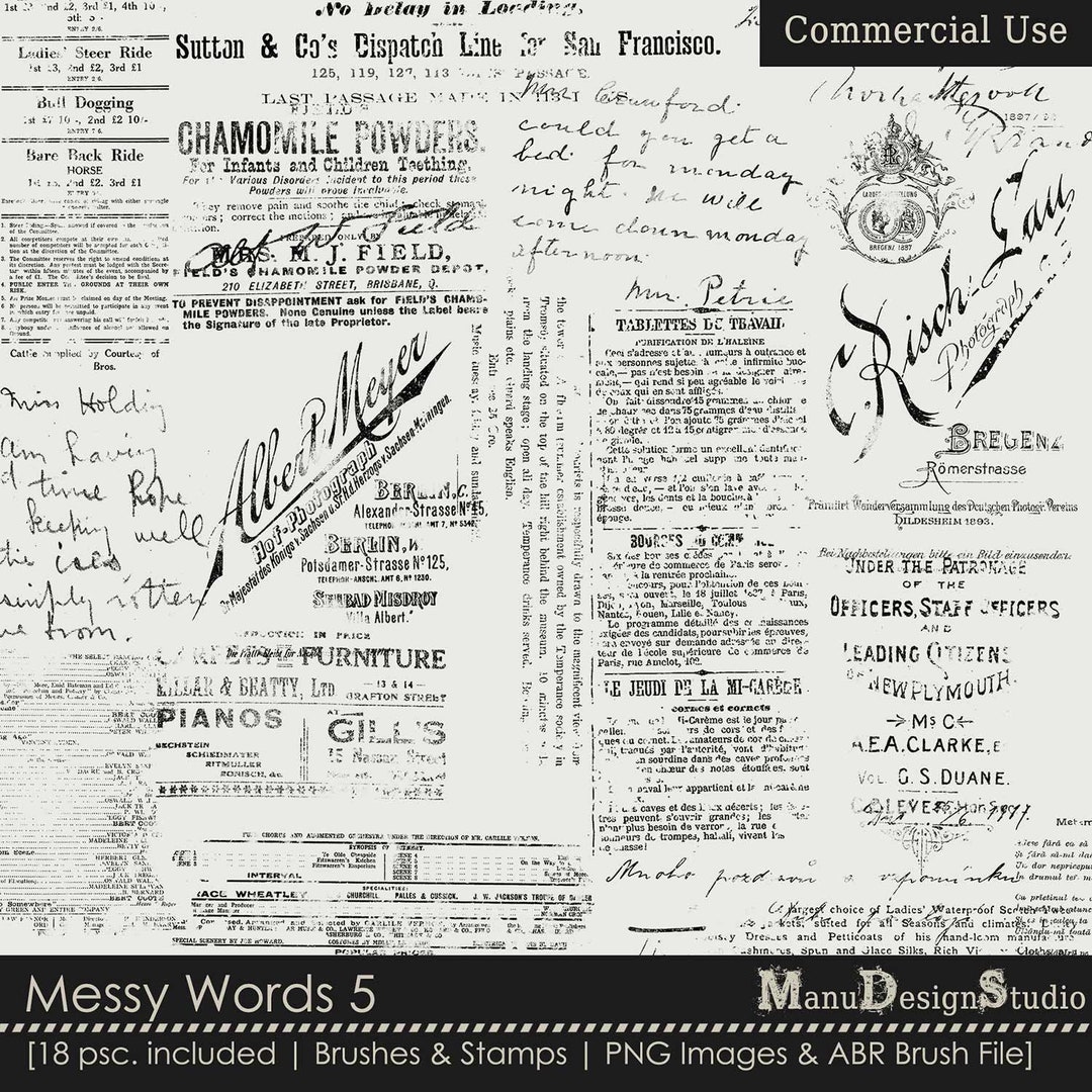 Messy and Grunge Words and Text Brushes and Stamps, Commercial Use ...