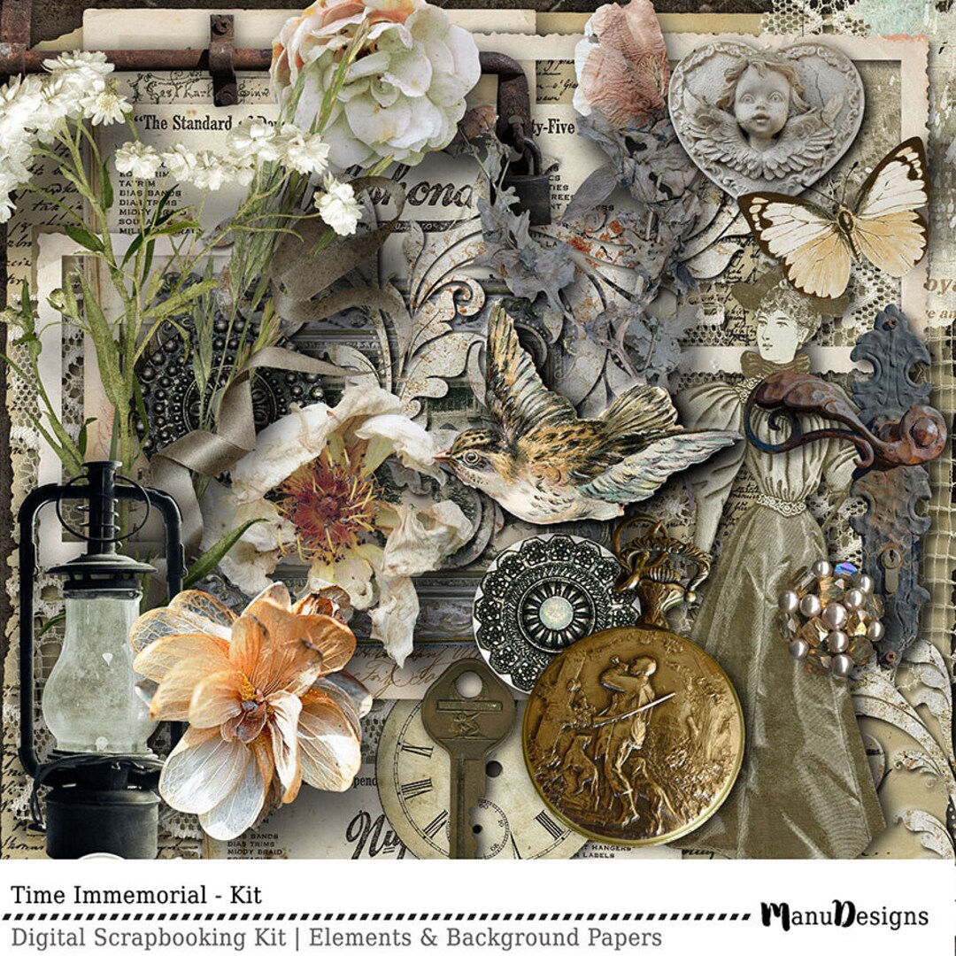 Digital Scrapbooking Kit, Vintage, Shabby Elegance, Digital Scrapbook ...