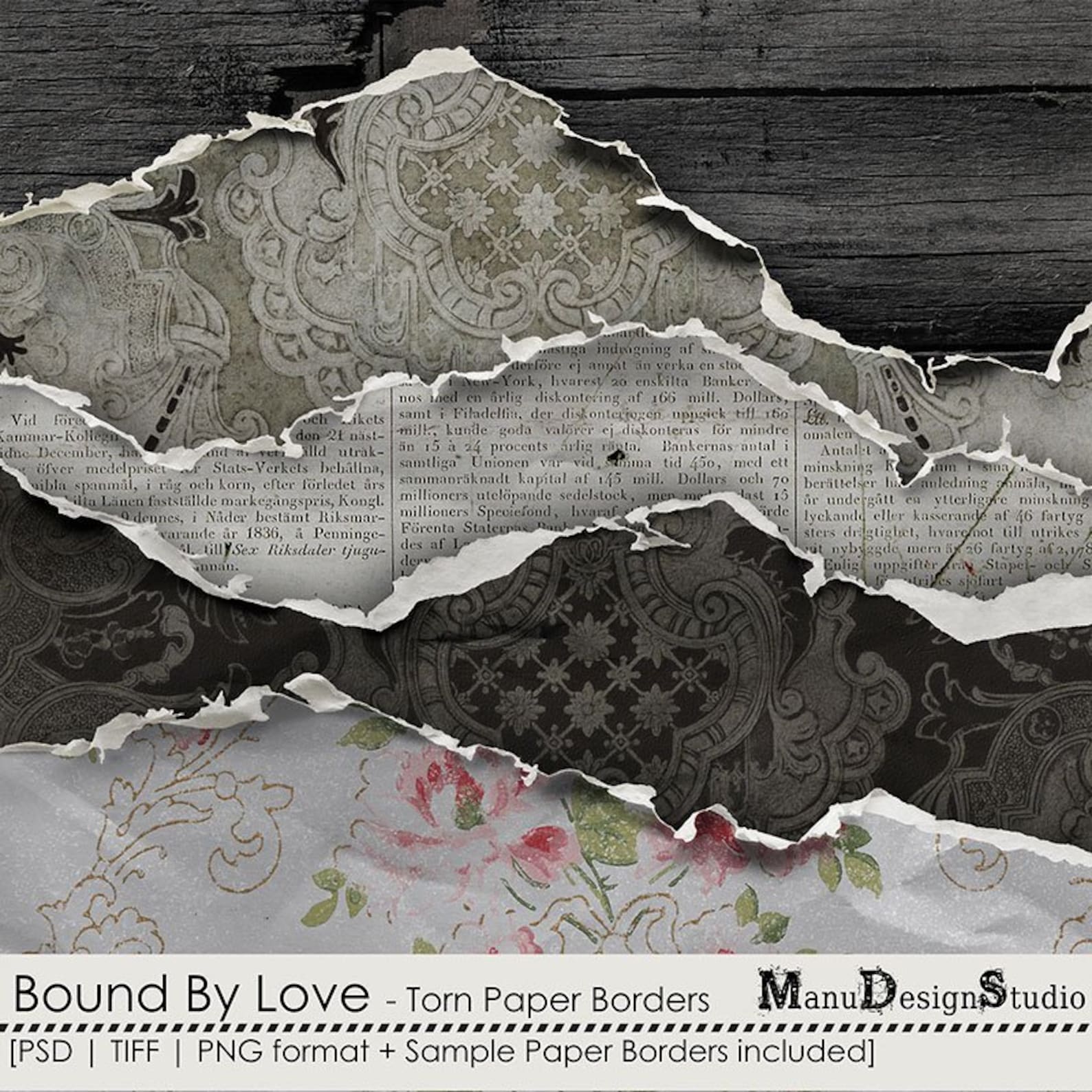 Worn and Torn Digital and Printable Paper Borders, PNG, PSD, TIFF ...