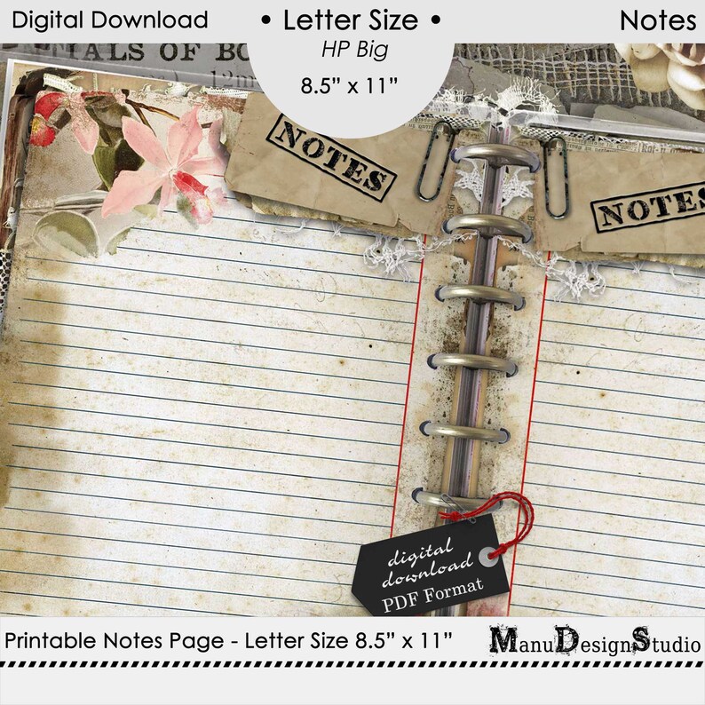 Letter Size Happy Planner Big Lined Notes Printable Planner - Etsy