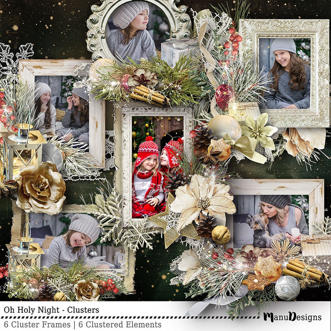 Digital Scrapbook Clusters, Christmas Clusters Frames, Digital Clusters ...