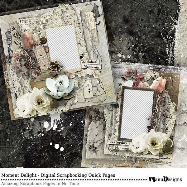 12x12 Digital Scrapbook Quick Page Vintage Page Shabby | Etsy