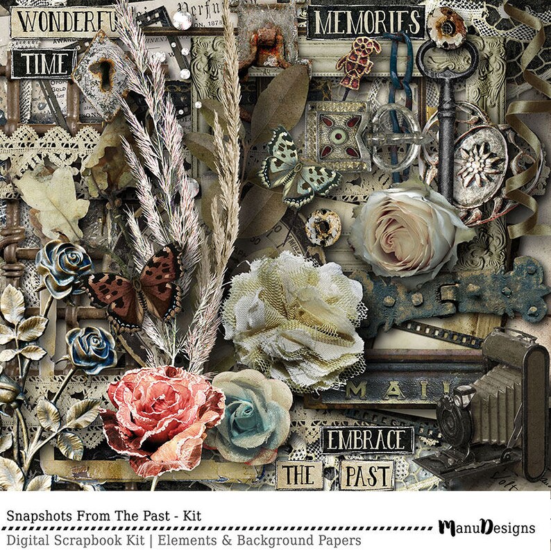 Vintage Digital Scrapbook Kit Vintage Style Digital Papers | Etsy