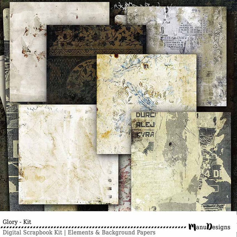 Vintage Style Digital Scrapbook Kit Digital Papers Shabby | Etsy