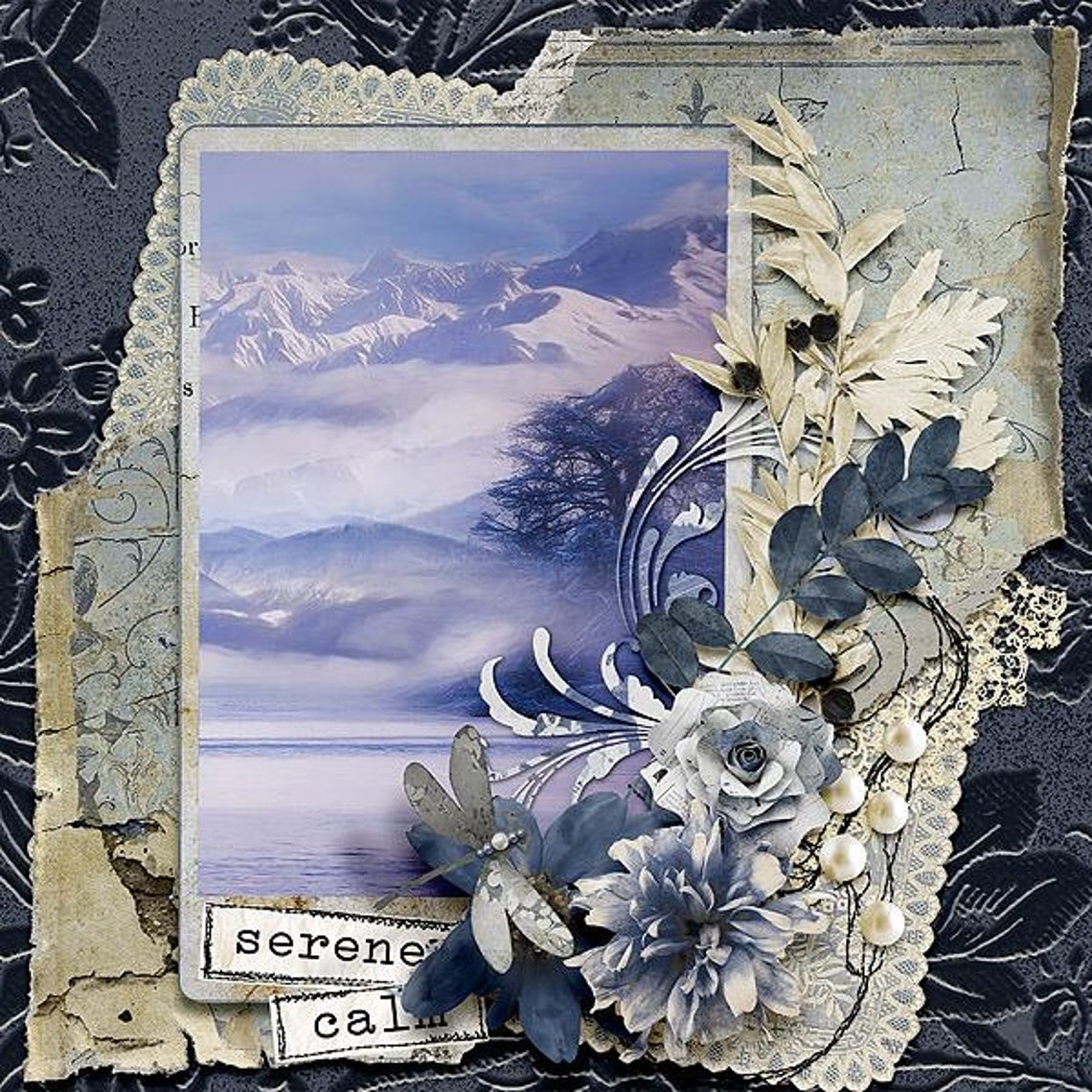 Digital Scrapbook Elements, Blue Velvet - Etsy