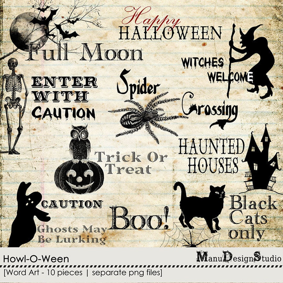 Howl-o-ween Word Art - Halloween Clipart, Typography Clip Art ...