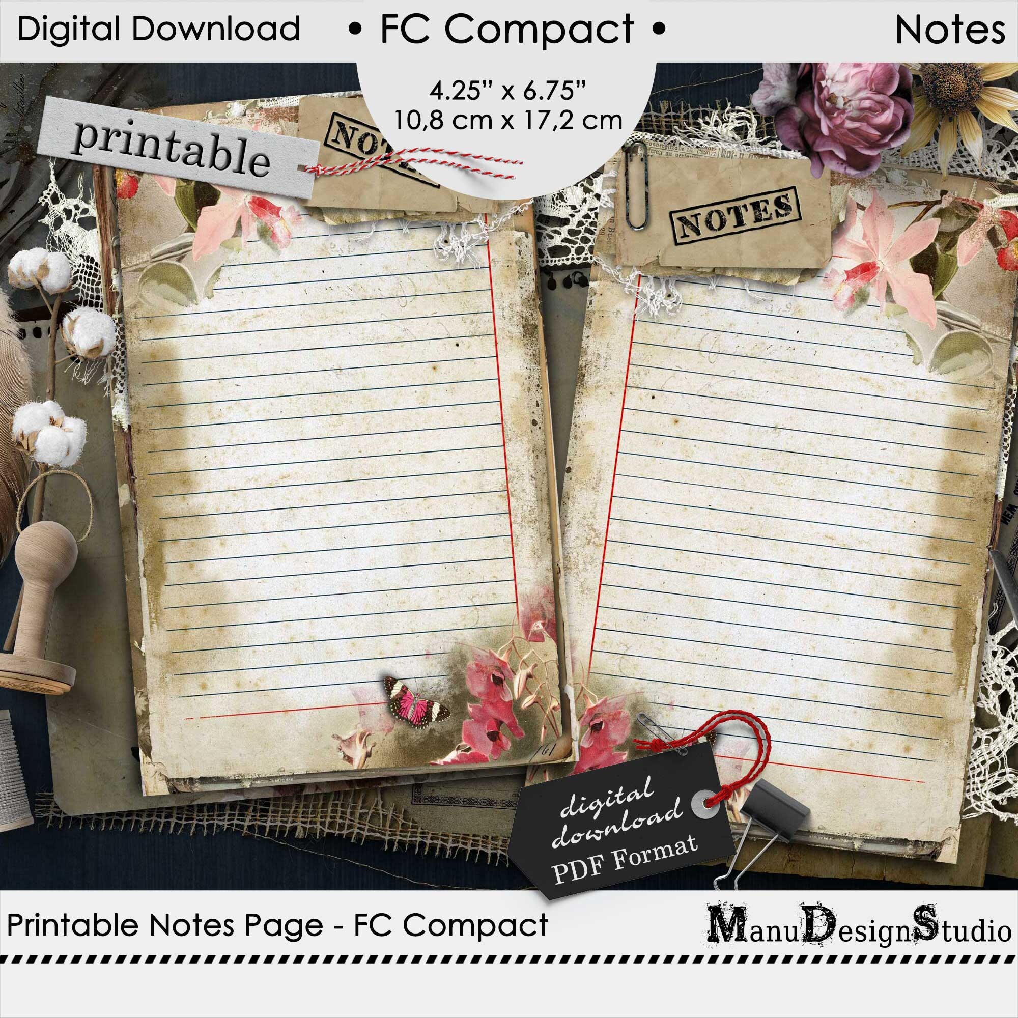 Lined Notes Printable Planner Inserts for Compact Franklin Covey ...