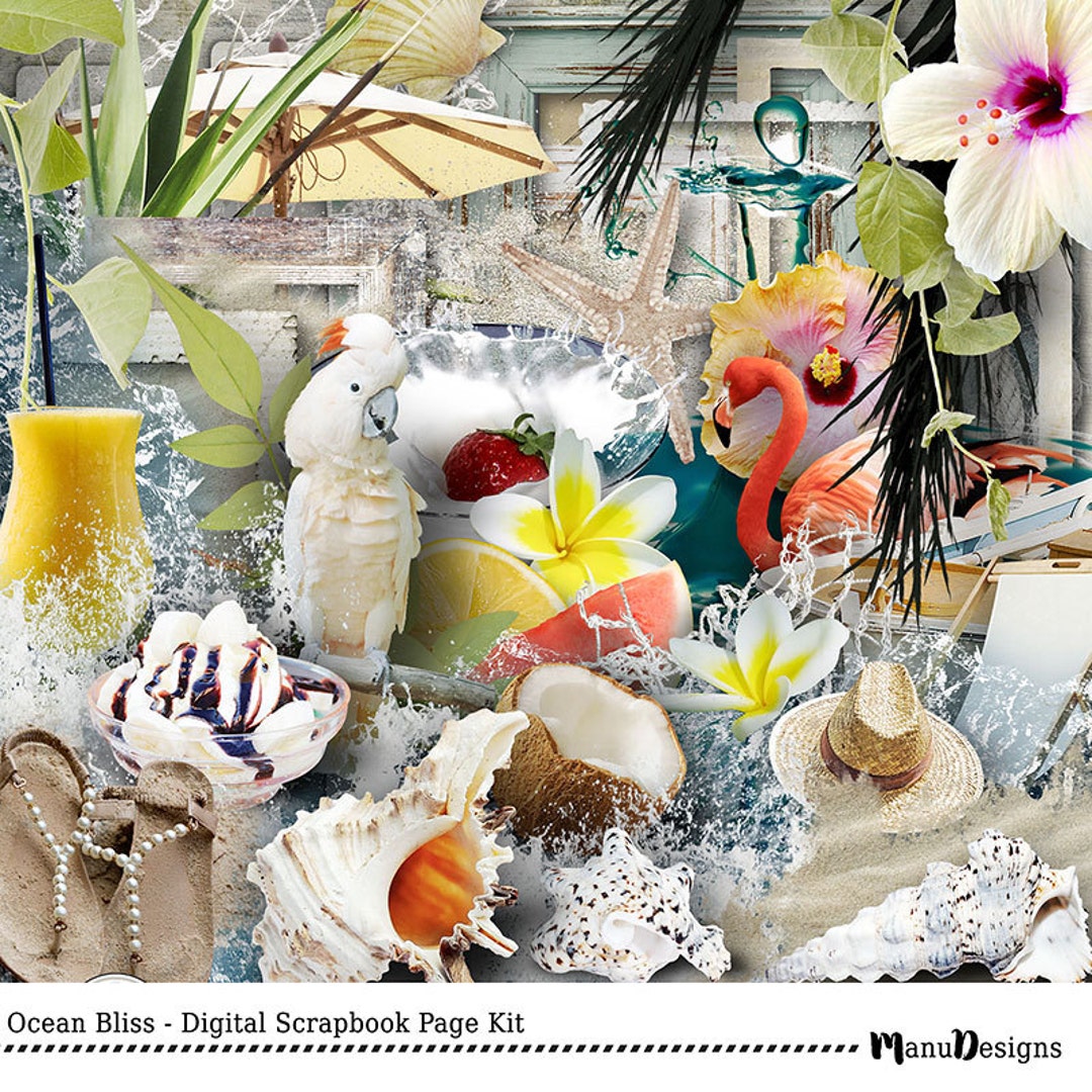 Summer, Digital Scrapbook Kit, Summer Backgrounds, Summer Digital ...