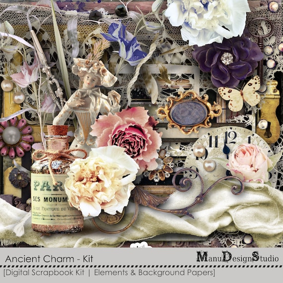 Nostalgic Style Vintage Digital Scrapbook Kit and Printable | Etsy