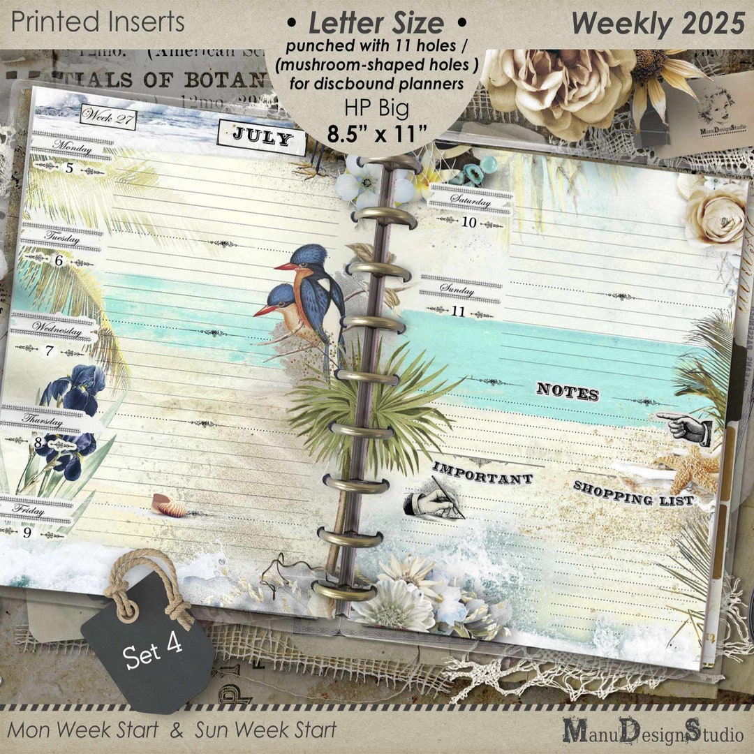 2025 Letter Size 8.5x11 Weekly Happy Planner Big Refill Pages, Set No ...