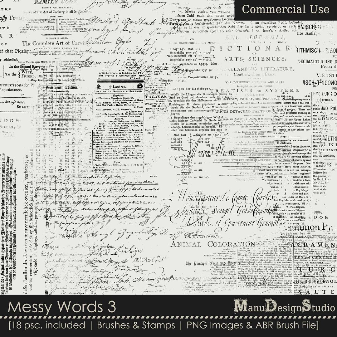 Messy and Grunge Words and Text Brushes and Stamps, Commercial Use ...