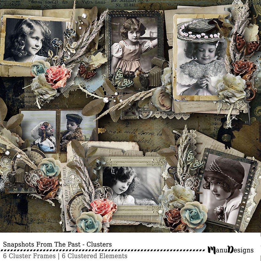 Digital Scrapbook Clusters Vintage Digital Frame Digital | Etsy