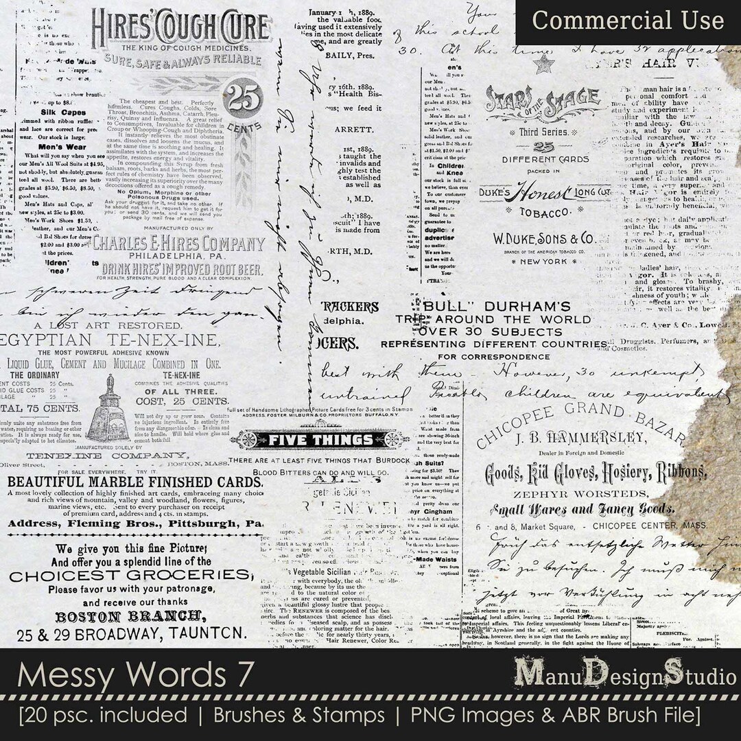 Messy, Grunge Words and Text Brushes and Stamps, Commercial Use - No. 7 ...