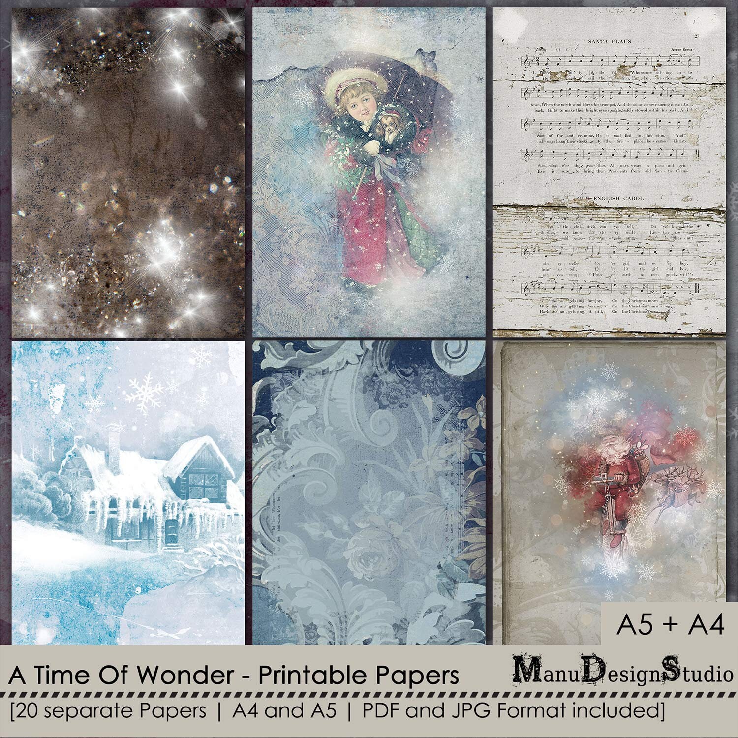 20 Digital Winter Christmas Papers in A4 and A5 A Wonder of - Etsy