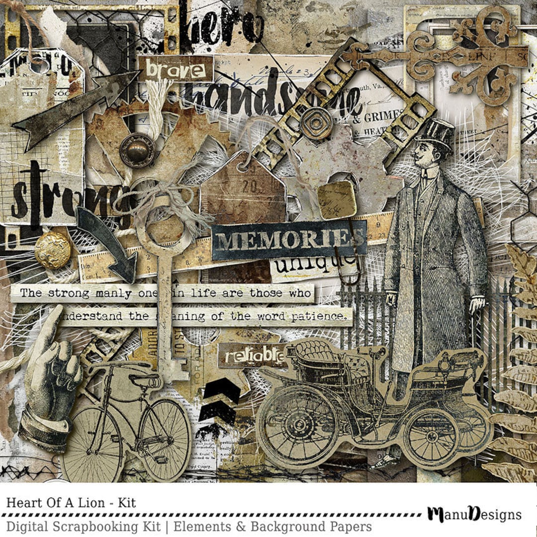 Digital Scrapbook Kit, Masculine Scrapbooking, Masculine Papers, Men ...