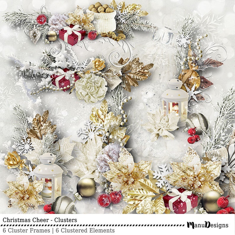 Scrapbook Clusters Christmas Cheer Frame Clusters Digital - Etsy