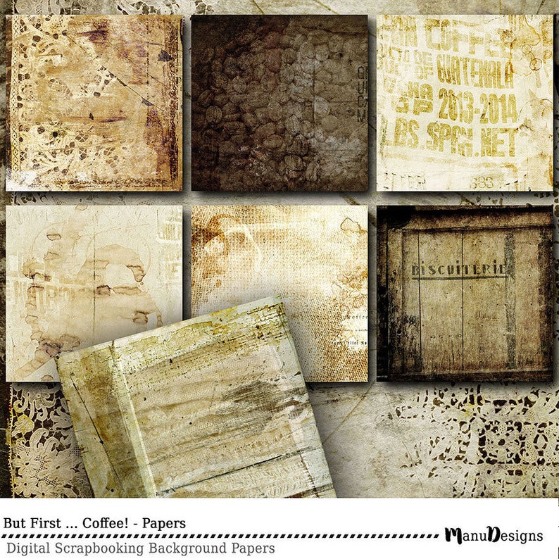 Bundle of 6 Packs, Vintage Heritage Coffee Time Digital Scrapbook ...
