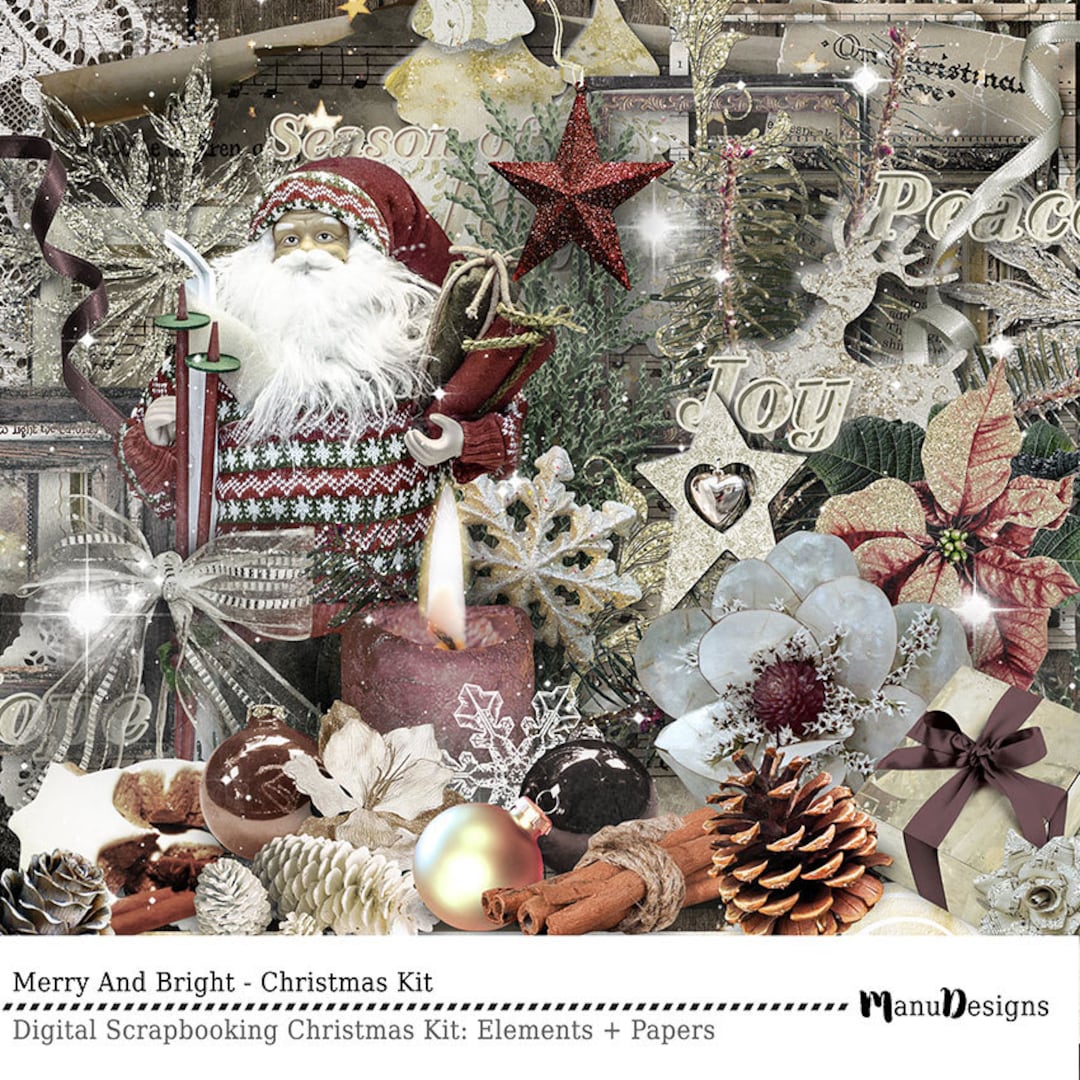Christmas Digital Scrapbooking Kit, Digital Scrapbook Kit, Christmas ...