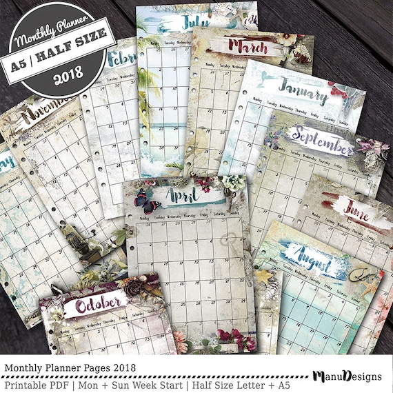 2018 Monthly Printable Planner