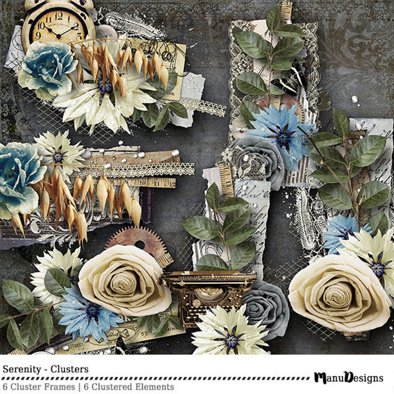 Vintage Digital Frame Digital Scrapbook Clusters Digital - Etsy