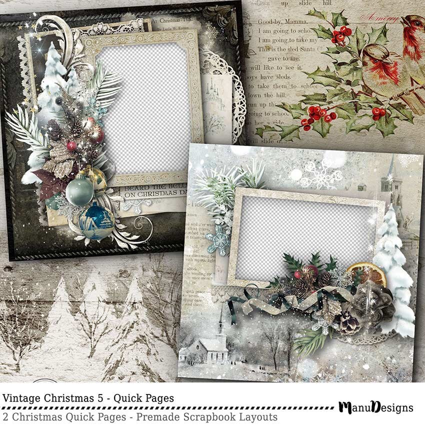 Digital Scrapbook Quick Page Vintage Christmas Shabby | Etsy