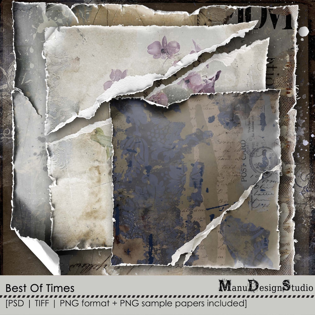 Torn and Worn Digital Background Papers, Torn Paper Overlays, Digital ...