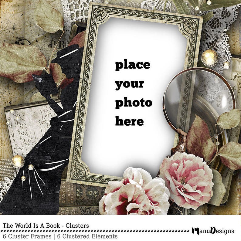 Digital Scrapbook Clusters Vintage Digital Frame Clusters - Etsy