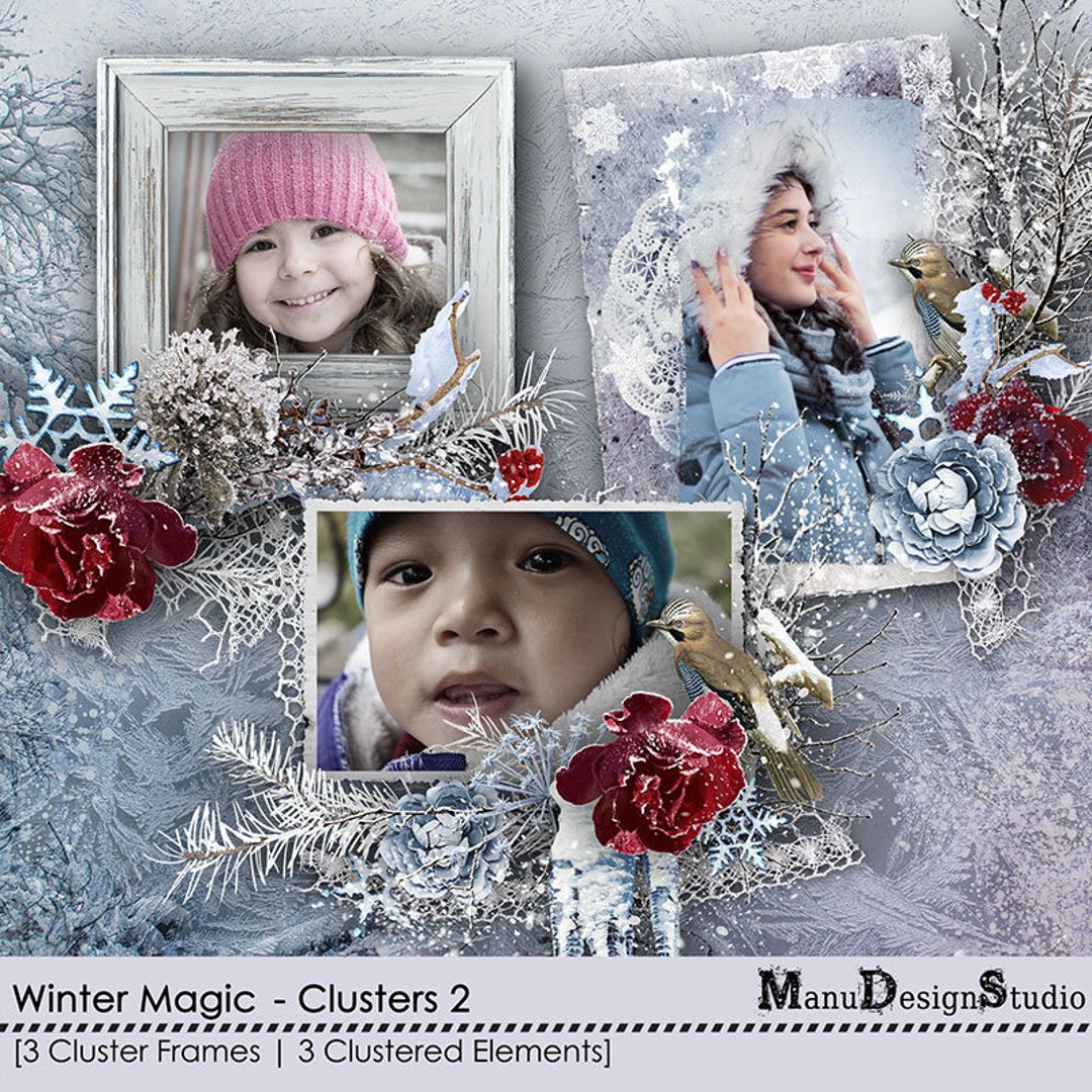 Digital Scrapbooking Clusters, Frame Clusters - Winter Magic - Clusters 2 - Etsy