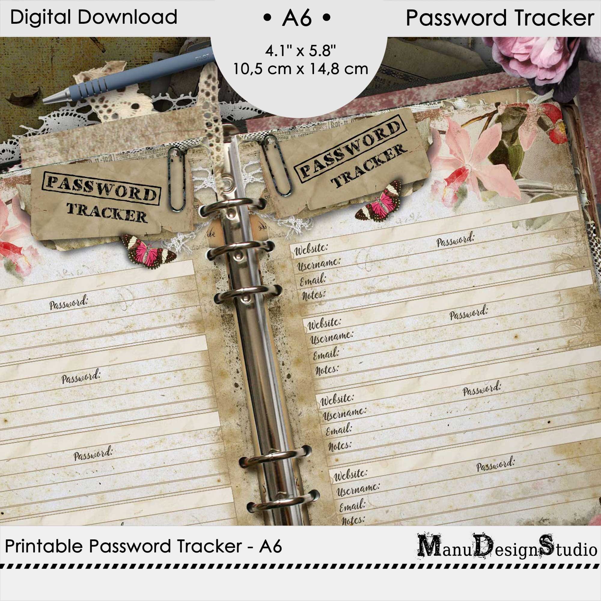 A6 Password Tracker Printable - Etsy