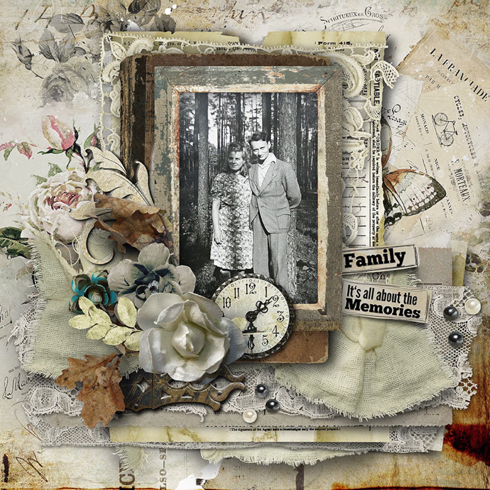 Antiqueness Vintage Digital Scrapbook Kit Digital Papers - Etsy