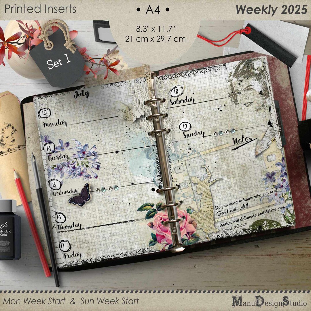 A4 Weekly Planner Refill 2025, Agenda Inserts 2025, Set No. 1 - Etsy