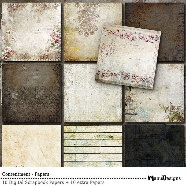 Digital Paper Pack, Scrapbook Papers, Printable Papers, Shabby Digital ...