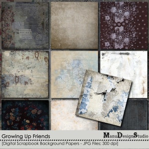 Vintage Digital Scrapbook Kit, Vintage Digital Shabby Papers, Genealogy ...