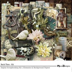 Digital Scrapbooking Kit, Scrapbook Elements, Digital Backdrops, Shabby ...