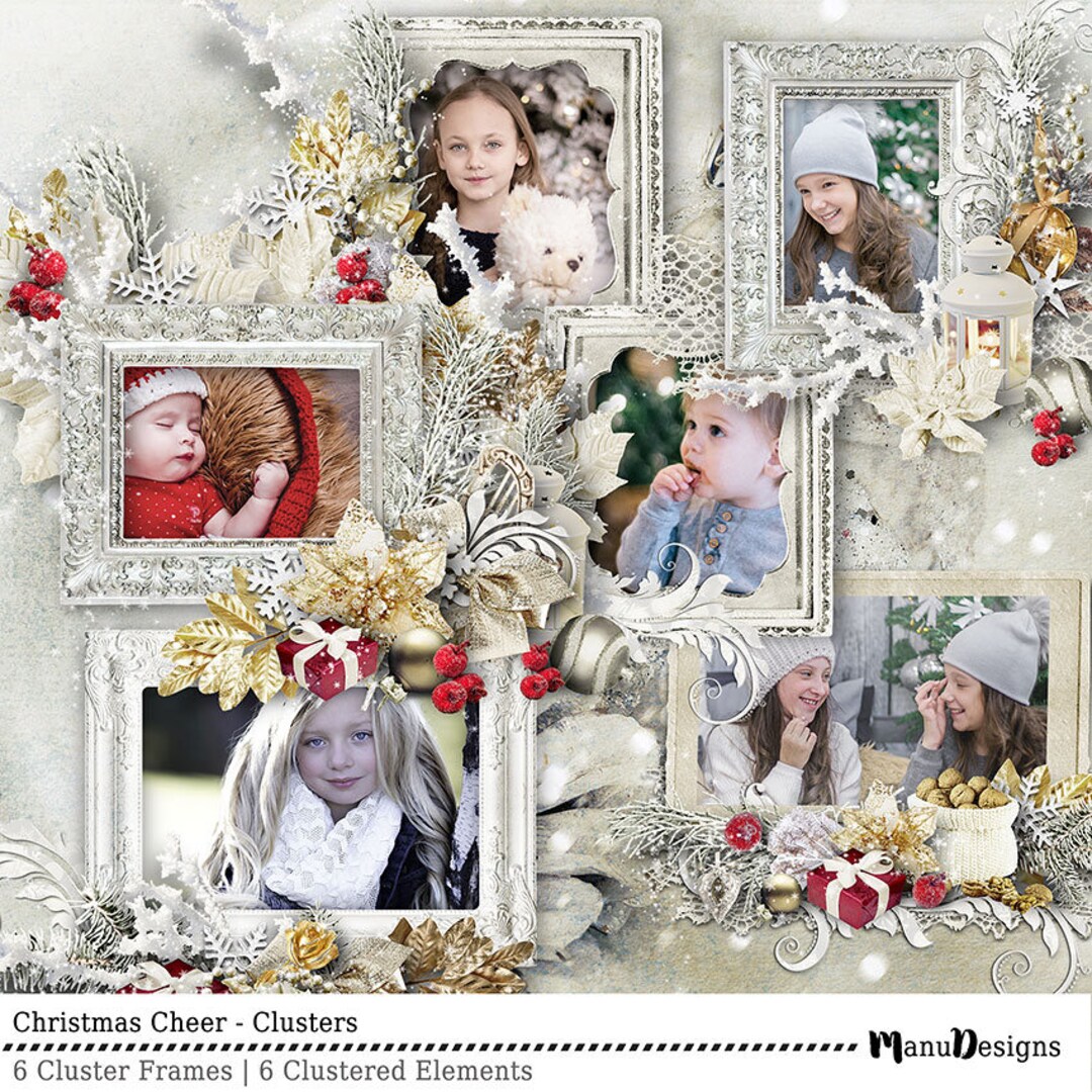 Scrapbook Clusters Christmas Cheer, Frame Clusters, Digital Cluster ...