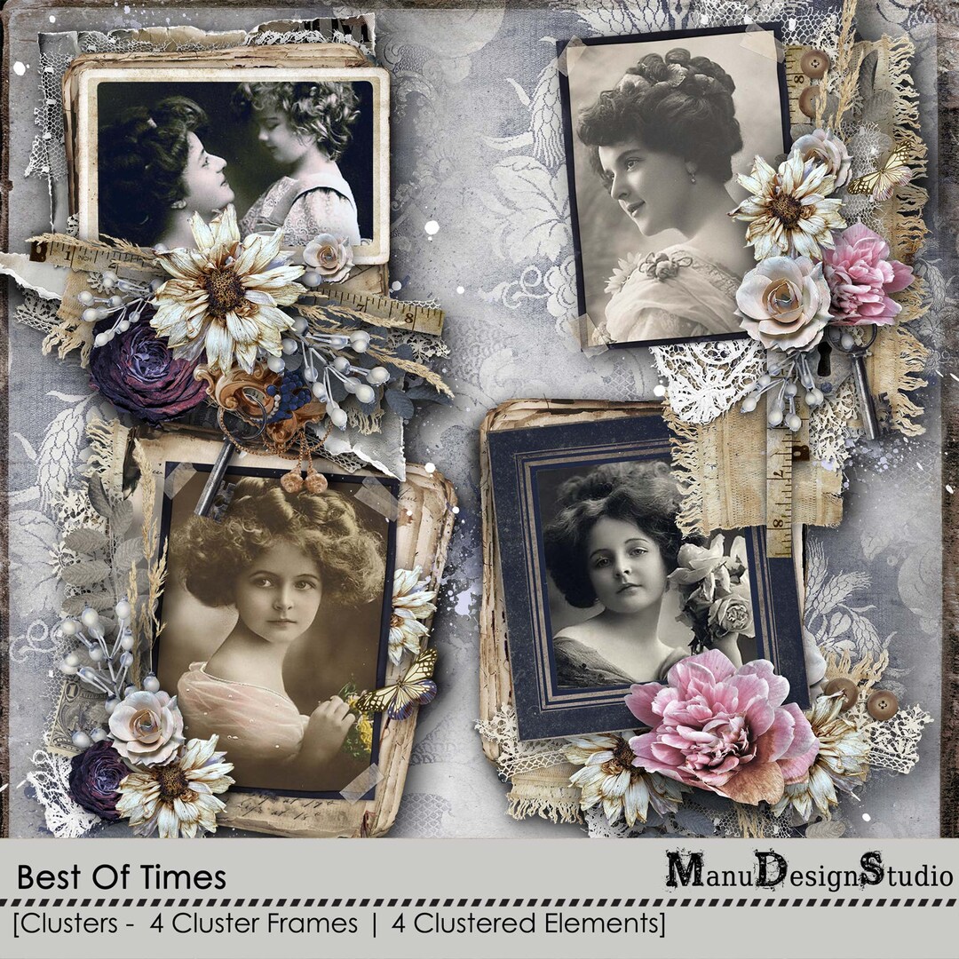 Digital Scrapbook Clusters, Vintage Cluster Frames, Digital ...