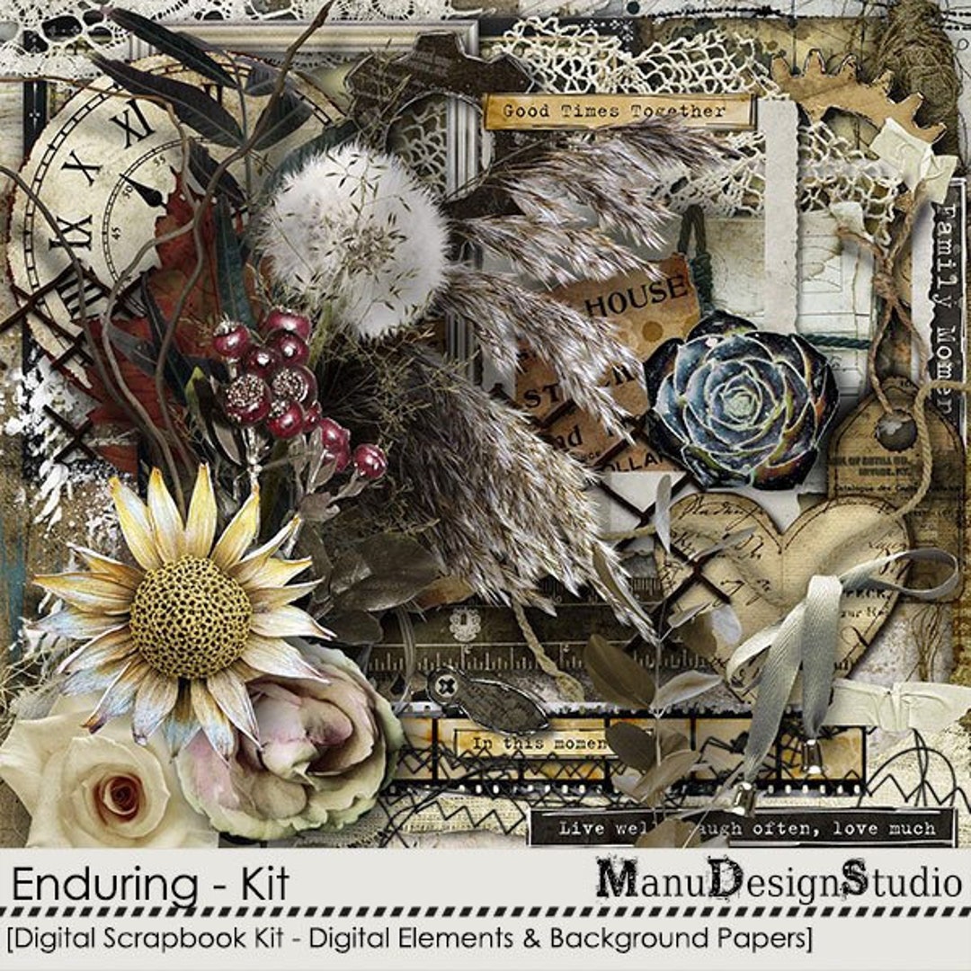 Vintage Digital Scrapbook Kit - Enduring (background Papers and ...