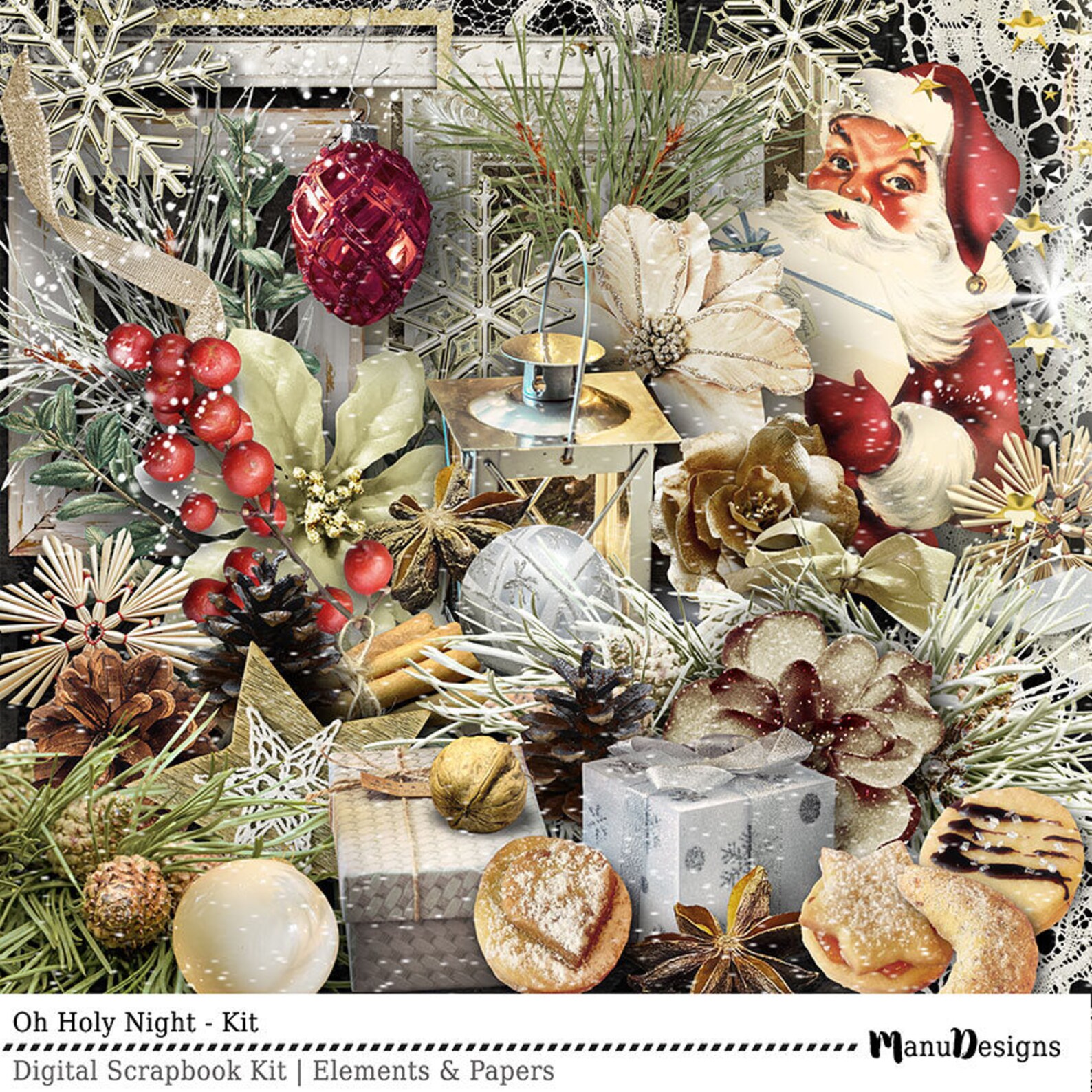 Christmas Digital Scrapbooking Kit Vintage Christmas - Etsy