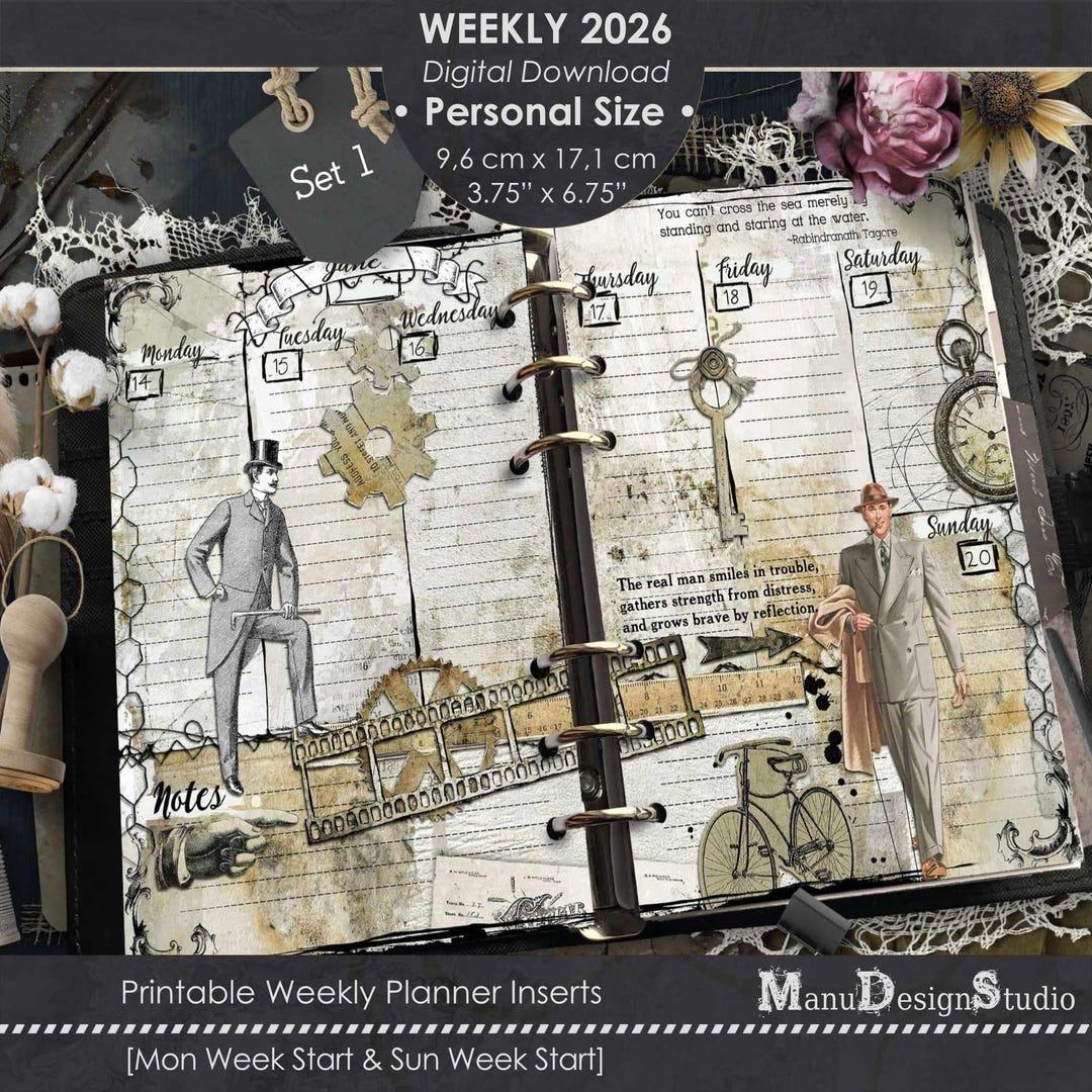 2026 Weekly Planner Refill Personal Size, Digital Download PDF - Etsy