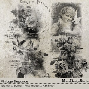 Bundle of 5 - Vintage Digital Scrapbook Graphics Bundle, Printable ...