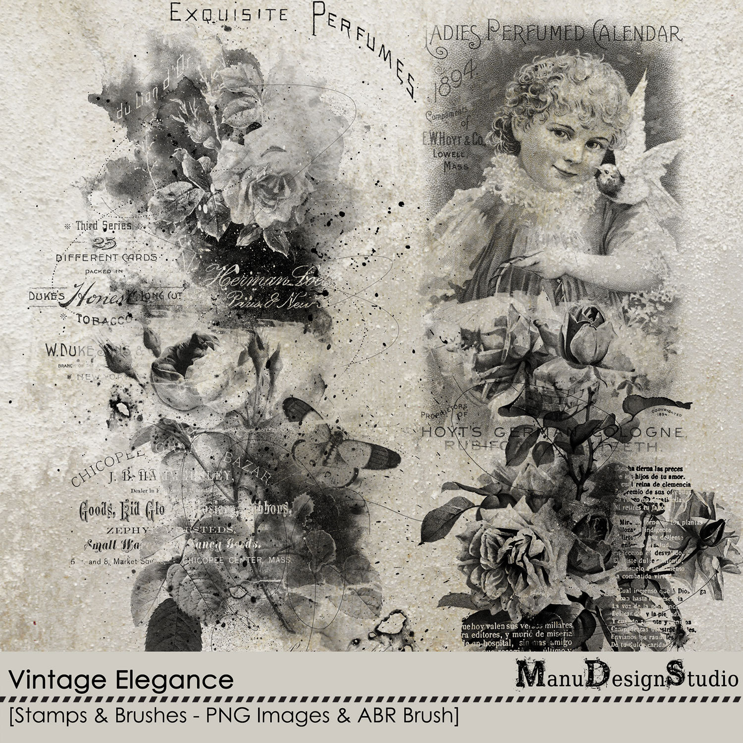 Bundle Of 5 Vintage Digital Scrapbook Graphics Bundle | Etsy